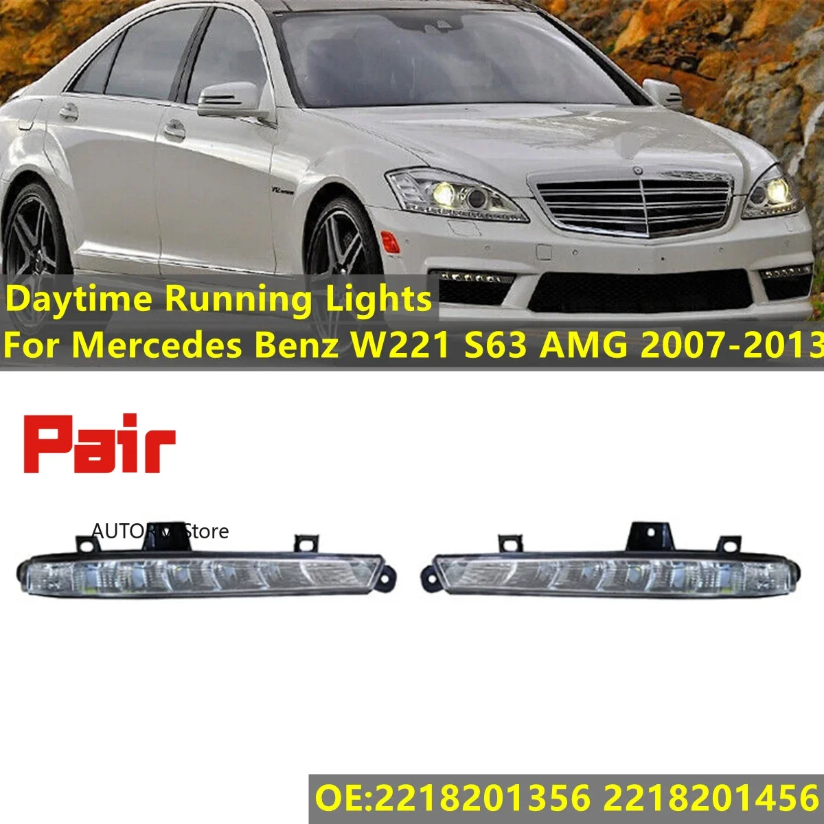 Pair-Car-DRL-LED-Fog-Lamps-Lights-Daytime-Running-Light-For-Mercedes ...