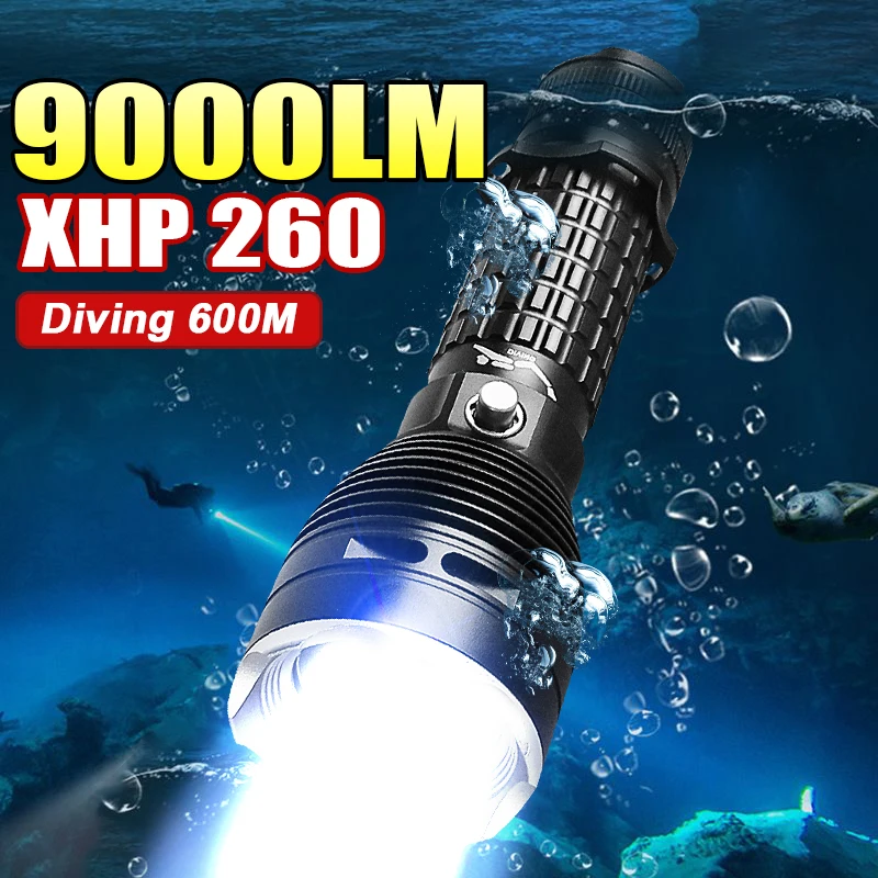 Powerful-XHP260-LED-Diving-Flashlight-Waterproof-Professional-Diving ...