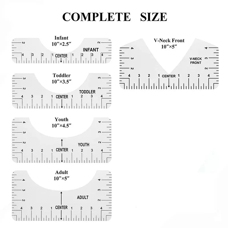 5Pcs T Shirt Ruler Guide Set, T Shirt Alignment Rulers to Center ...