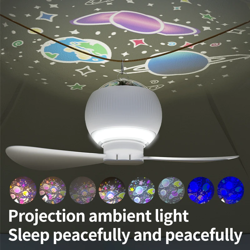 Portable LED Ceiling Fan Light 3in1 Rechargeable Model With Starry Sky ...