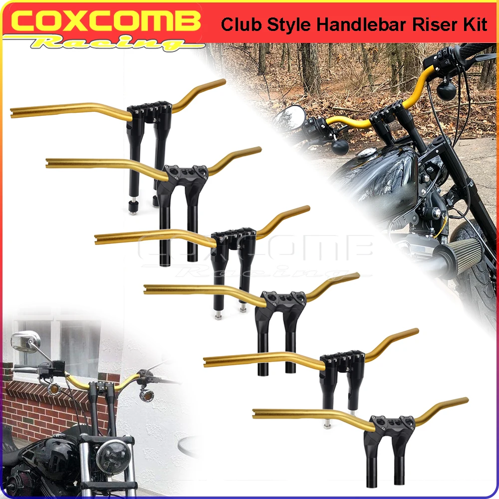 Gold 6" 8" 10" 12" +1" Club Style Modular Riser & Handlebar Kit 25-38mm ...