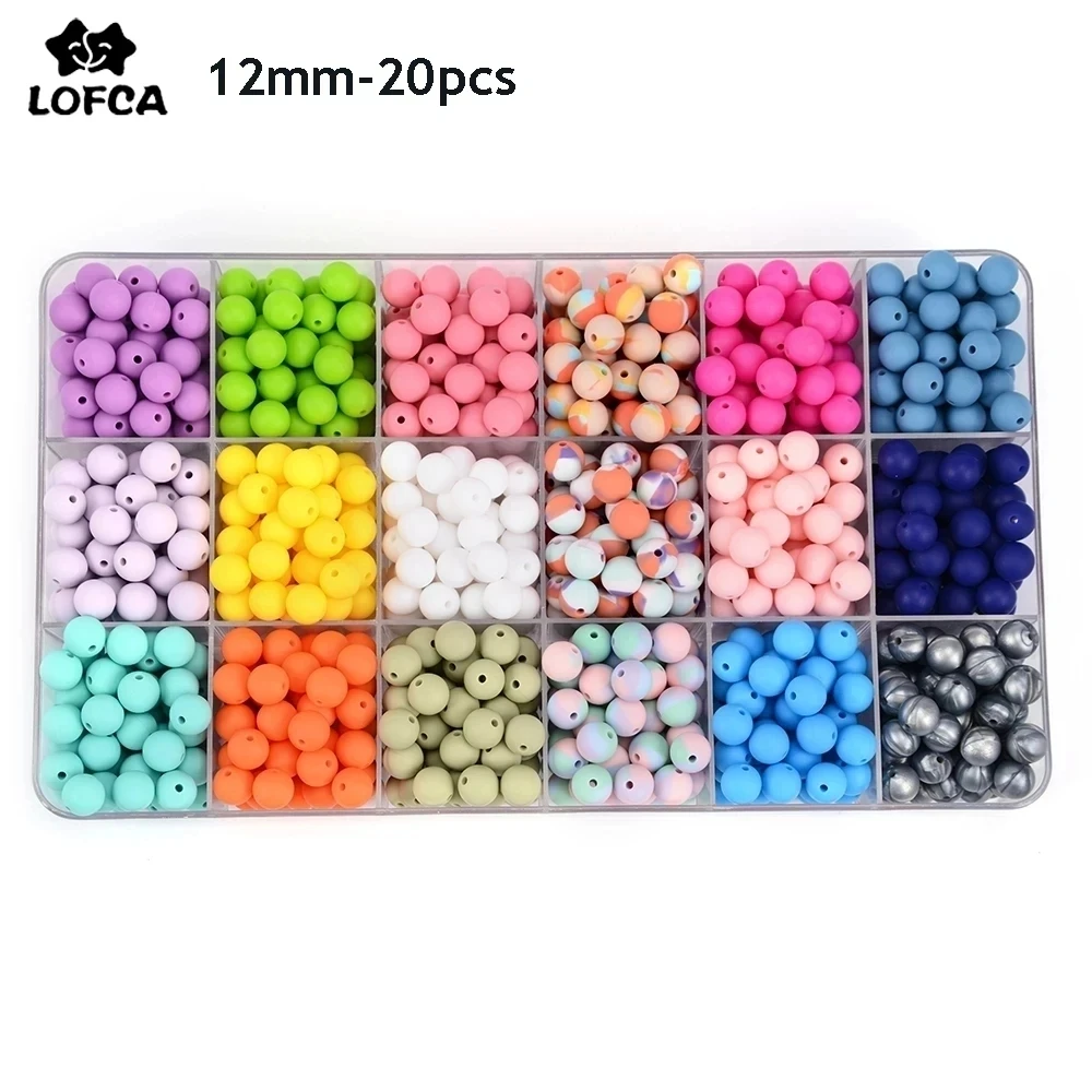 LOFCA 12mm 20pcs/lot Silicone Round Beads food grade BPA Free silicone Teether Beads Baby ...