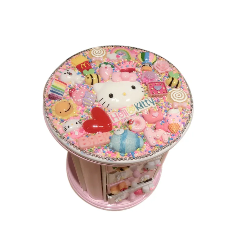 Hello kitty cartoon children jewelry box rotating clockwork music box ...