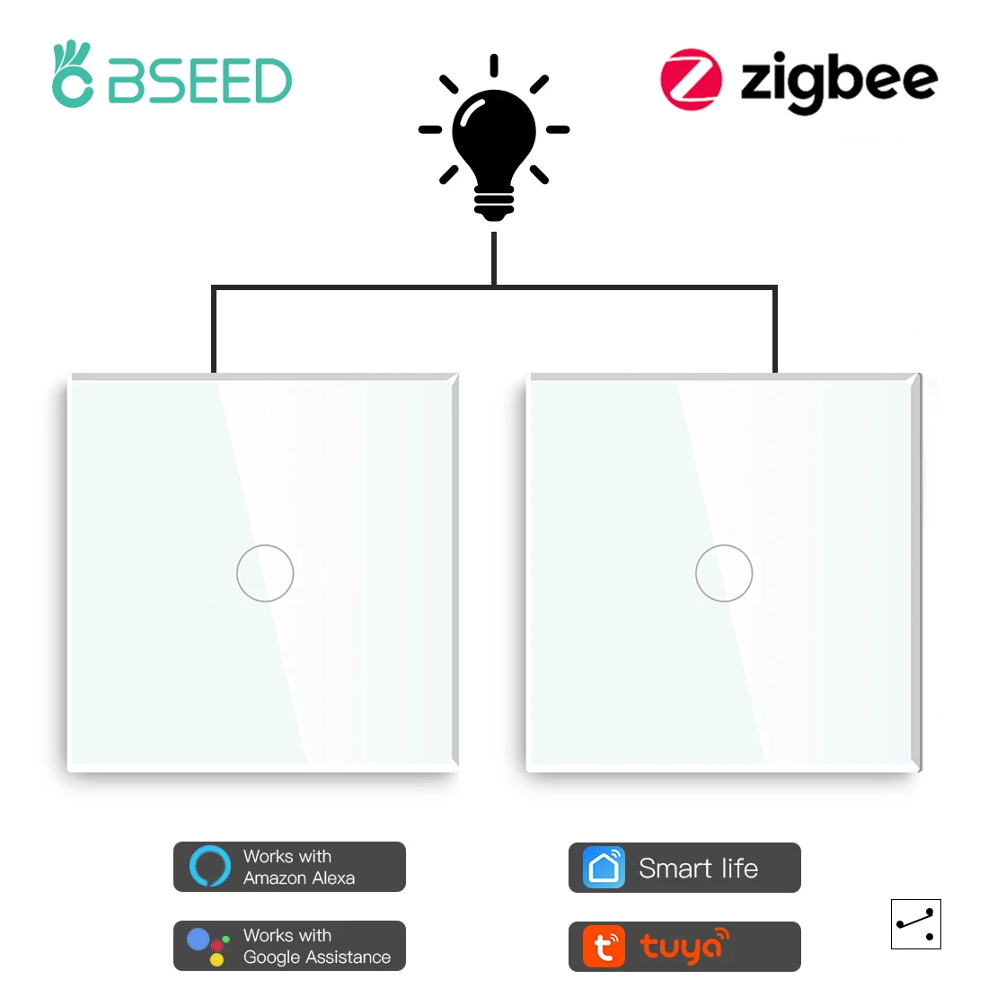 BSEED-Zigbee-1Gang-2Way-Touch-Switches-Wireless-Smart-Light-Switch-For ...