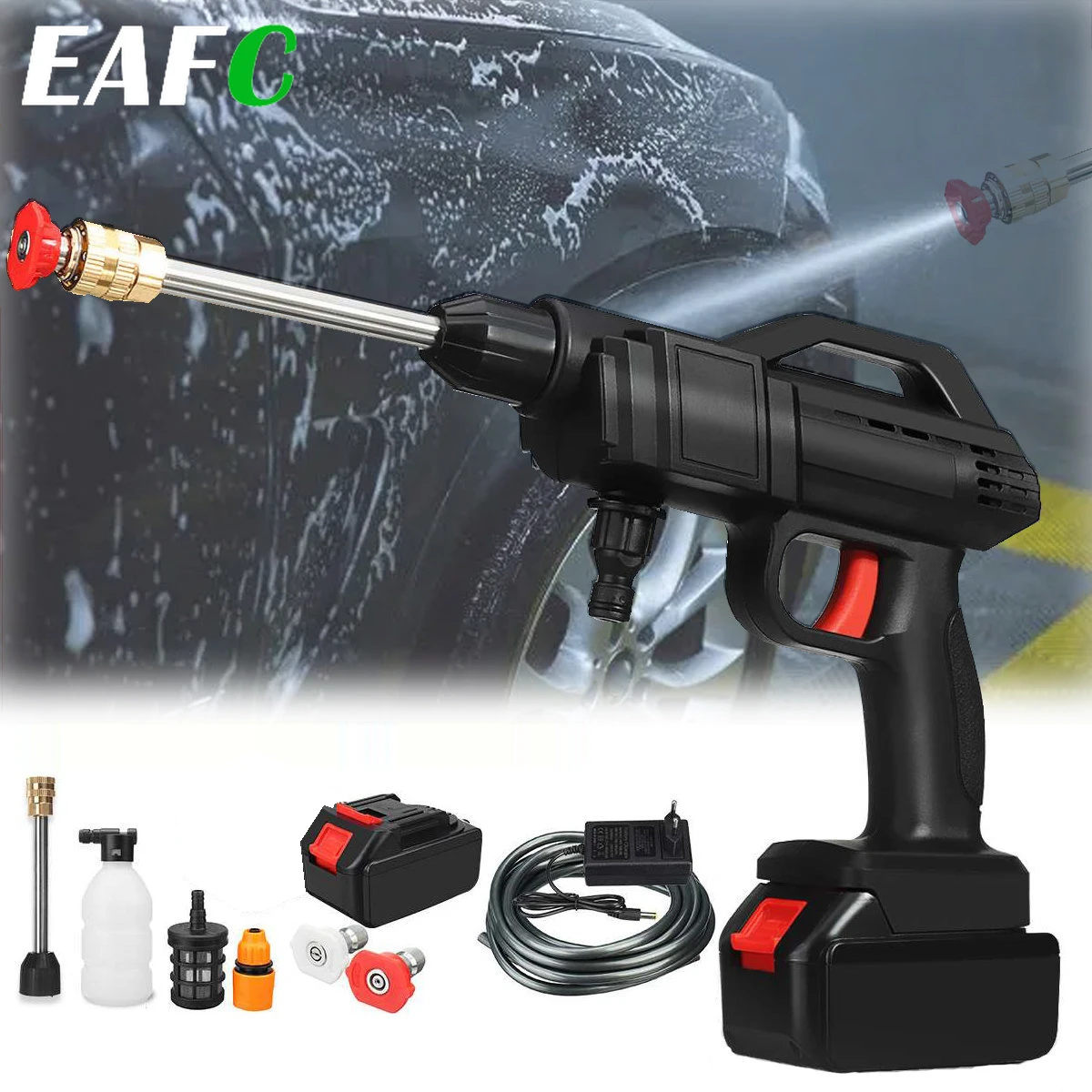 High Pressure Car Water Gun 1500W High Pressure Cleaner Lithium Battery ...