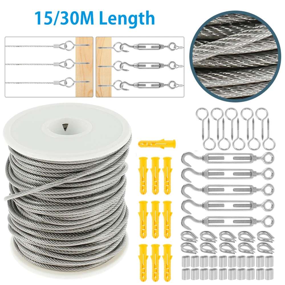 30-15-Meter-Steel-PVC-Coated-Flexible-Wire-Rope-Soft-Cable-Transparent-Stainless-Steel-Hanging ...