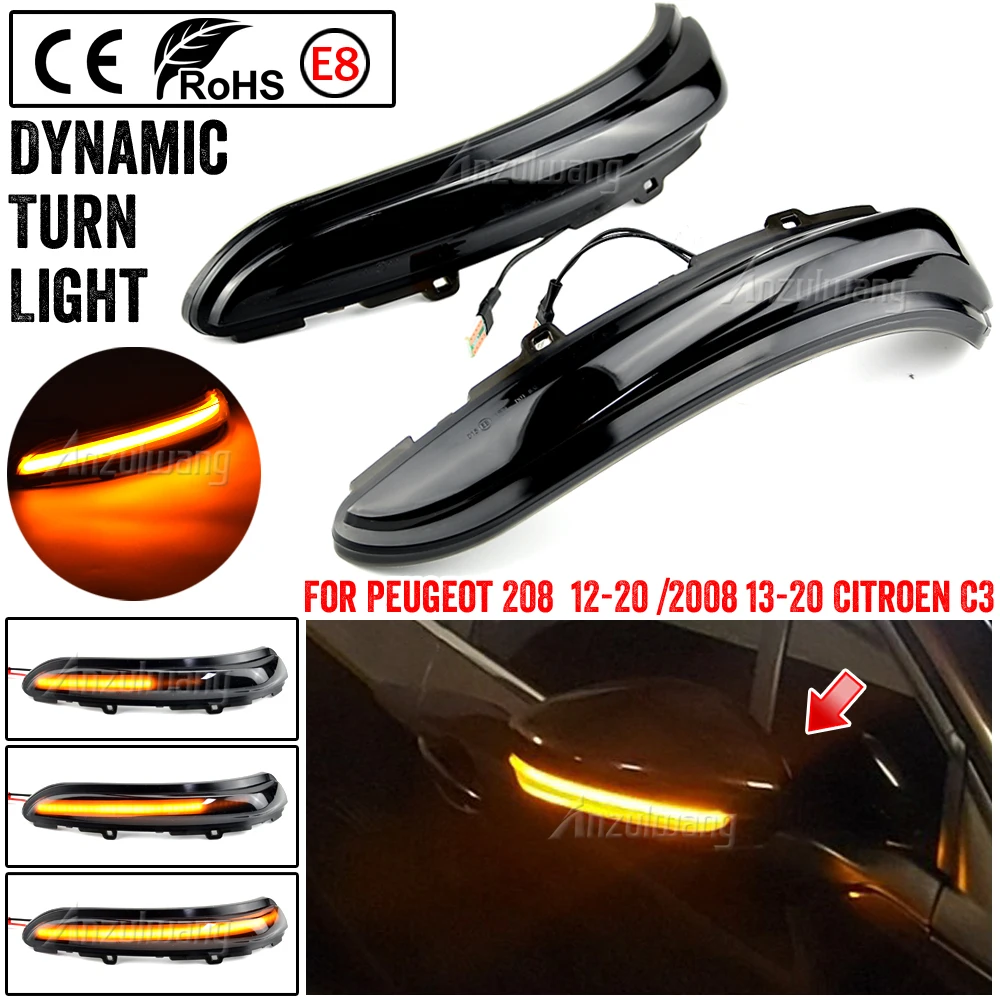 LED-Dynamic-Turn-Signal-Light-For-Peugeot-208-2008-2012-2020-Citroen-C3 ...