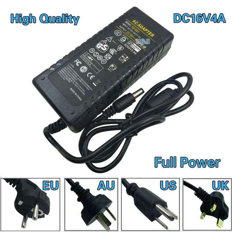 AC DC16V 4A Power Supply Adapter AC 100-240V to DC 16V 4A Charge ...