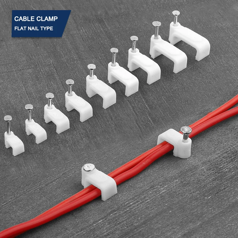 100PCS-Flat-Nail-Clip-Cable-Clips-Wire-Management-Electrical-Cord-Tie ...
