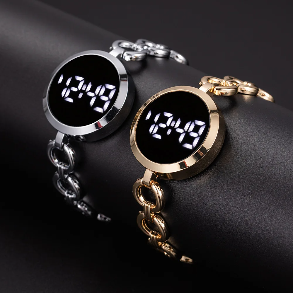 Relojes-sencillos-de-acero-inoxidable-para-Mujer-pulsera-Digital-LED-de ...
