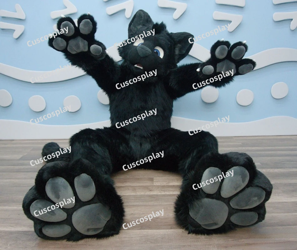 Full Fursuit Long Fur Husky Dog Fox Mascot Costume Fursuit Halloween ...