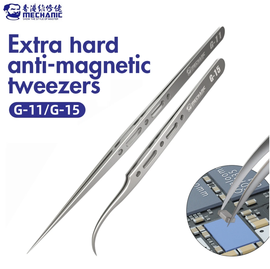 MECHANIC Professional Anti Magnetic Tweezers, Stainless Steel Precision ...