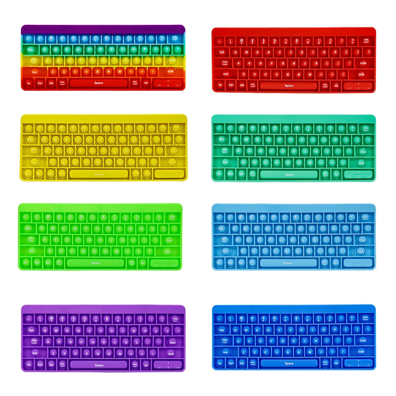 Silicone Keyboard Anxiety Stress Reliever Relief Autism Game Rainbow ...
