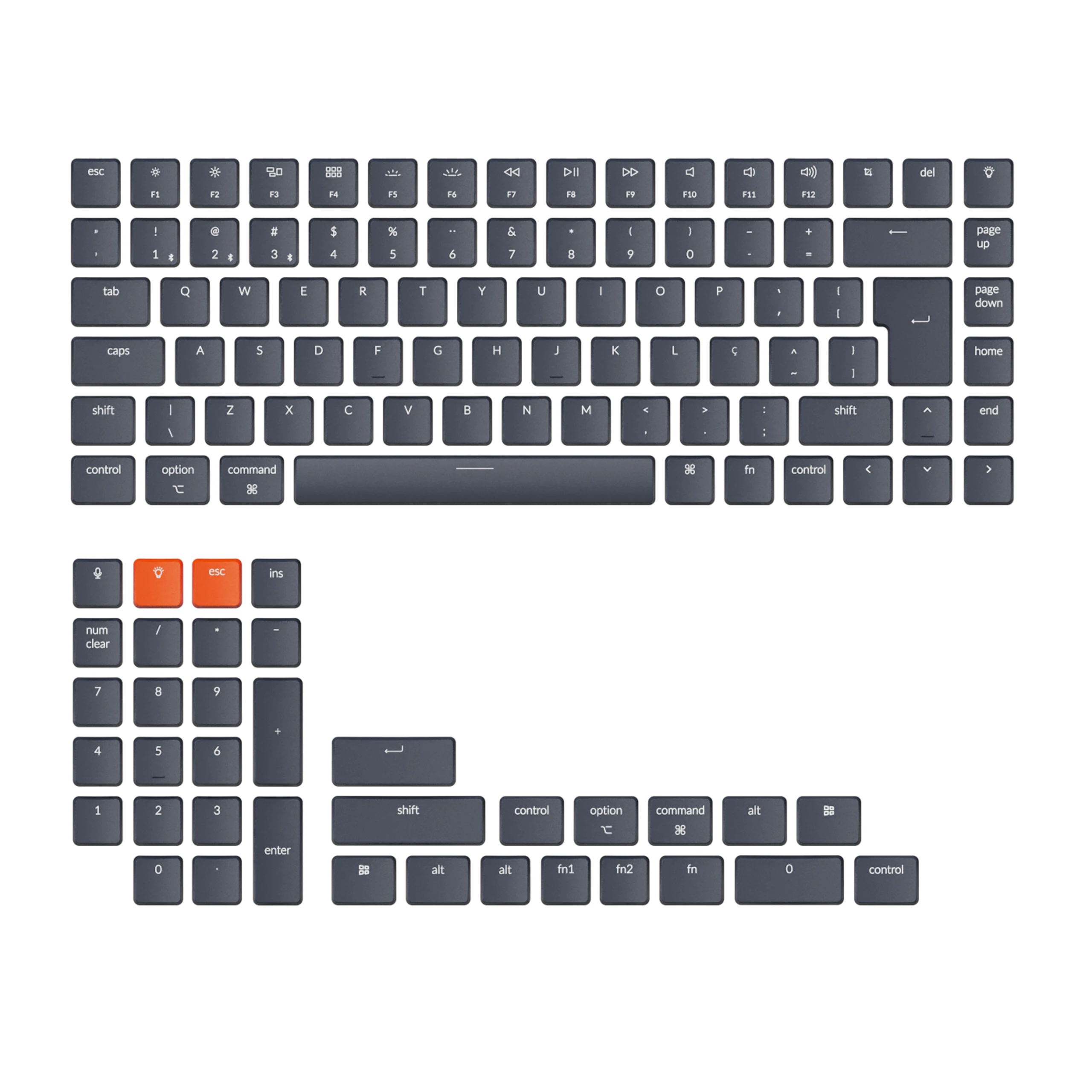 Keychron-PT-BR Layout Low Profile Keycap Set, teclados mecânicos Ultra-Slim