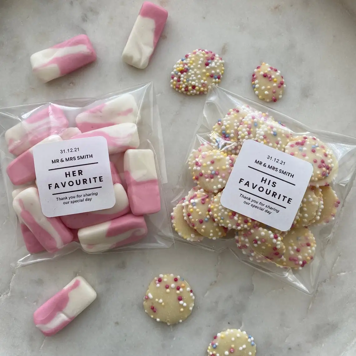 100-His-Her-Favourite-Personalised-Wedding-Stickers-Sweets-Wedding ...