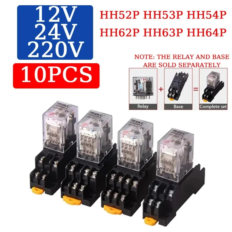 10Pcs-Small-Intermediate-Relay-Miniature-control-relay-Base-Switch-AC ...