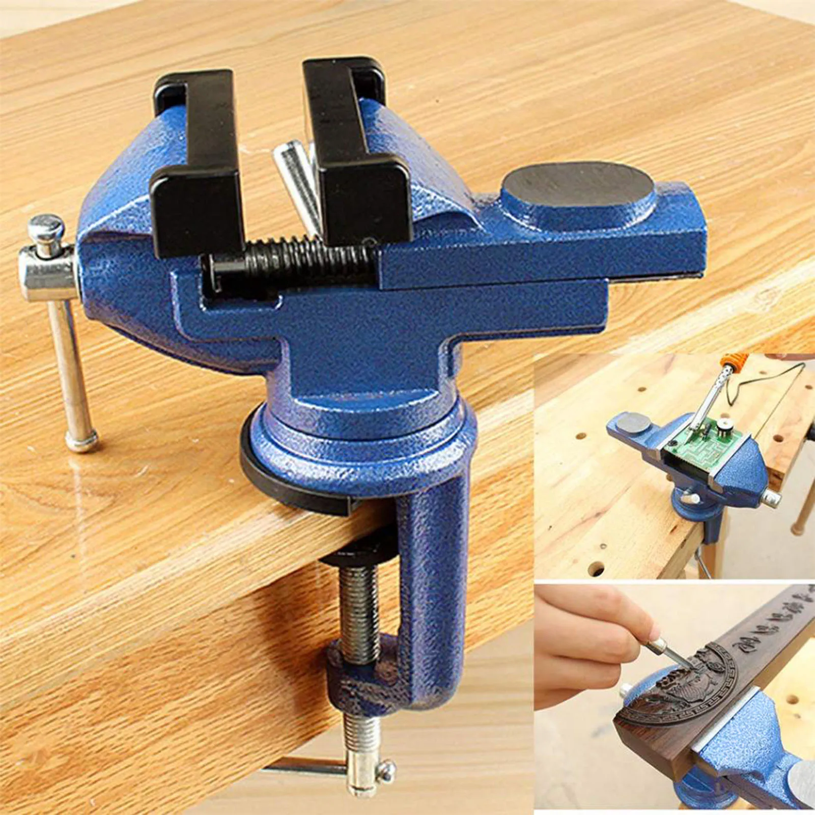 Bench Vise Heavy Duty 80mm Jaw High Hardness 360 Degree Rotation Table ...
