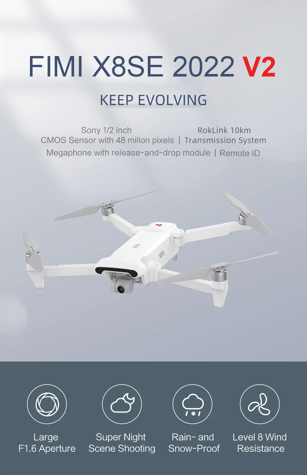 Fimi X8 Se 2022 V2 Version With Tx10 Control Rc Drone 10km Fpv 3-axis ...