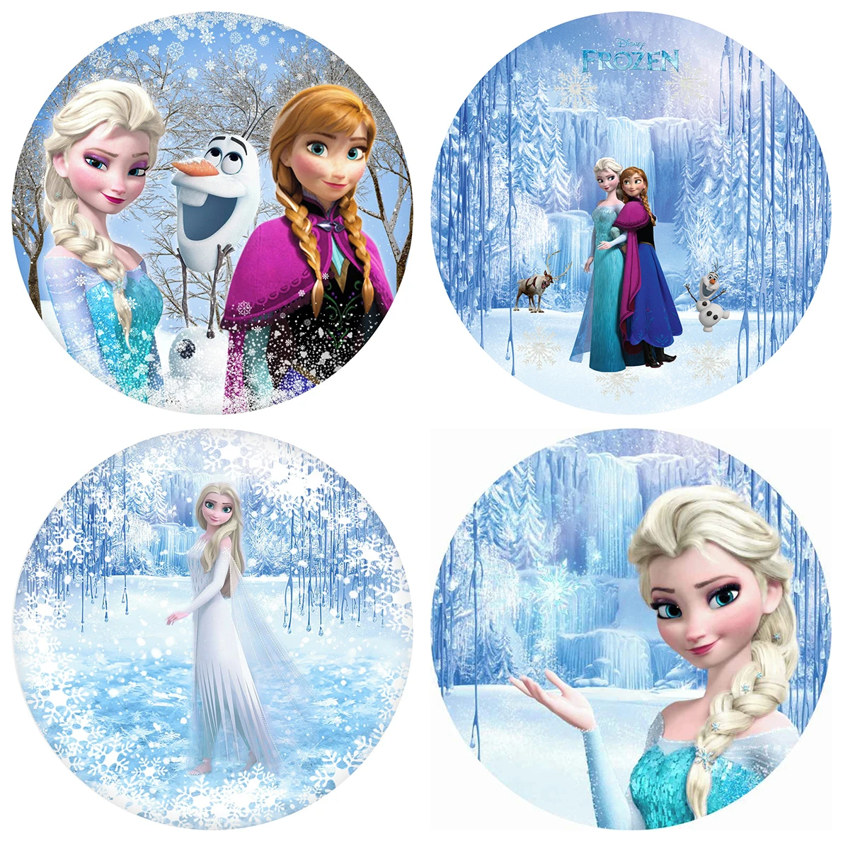 Frozen-Round-Party-Backdrop-Princess-Elsa-Anna-Theme-Birthday-Party ...