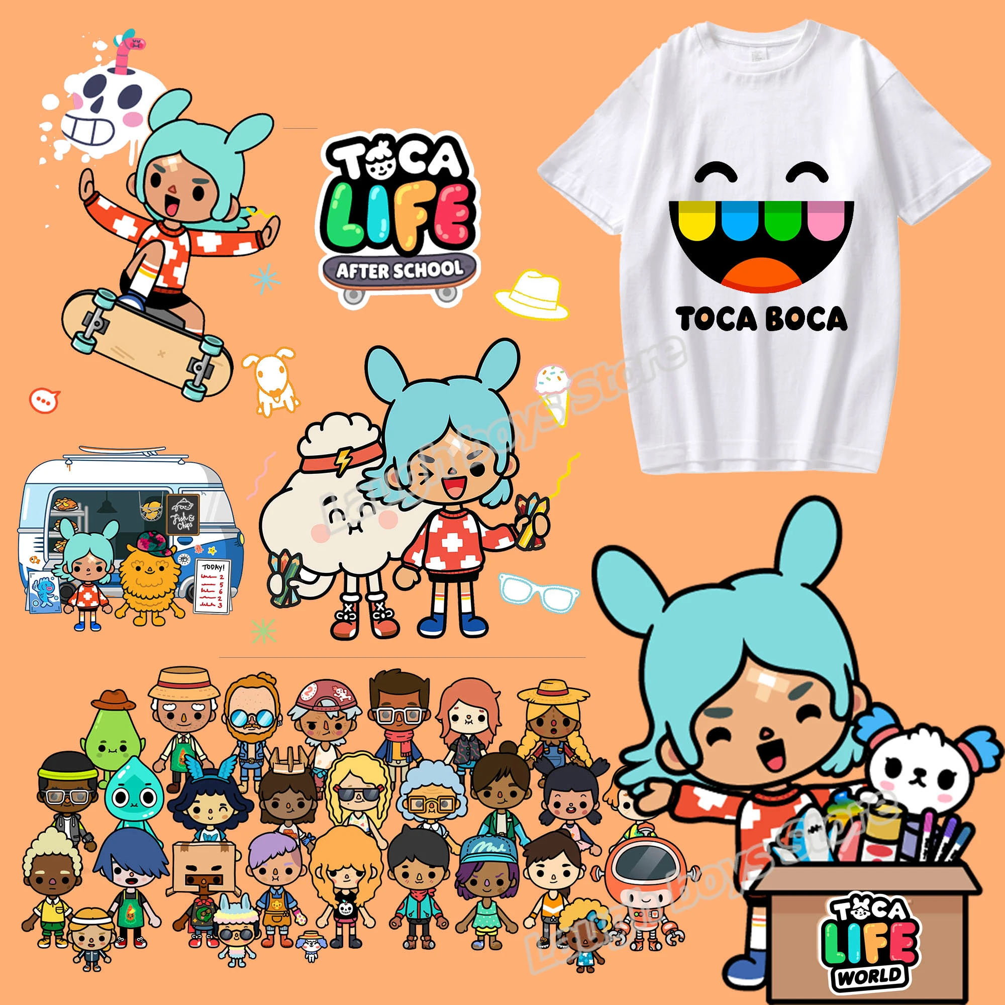 Vinyl Heat Transfer Patch | Toca Life World Stickers | Iron Heat ...