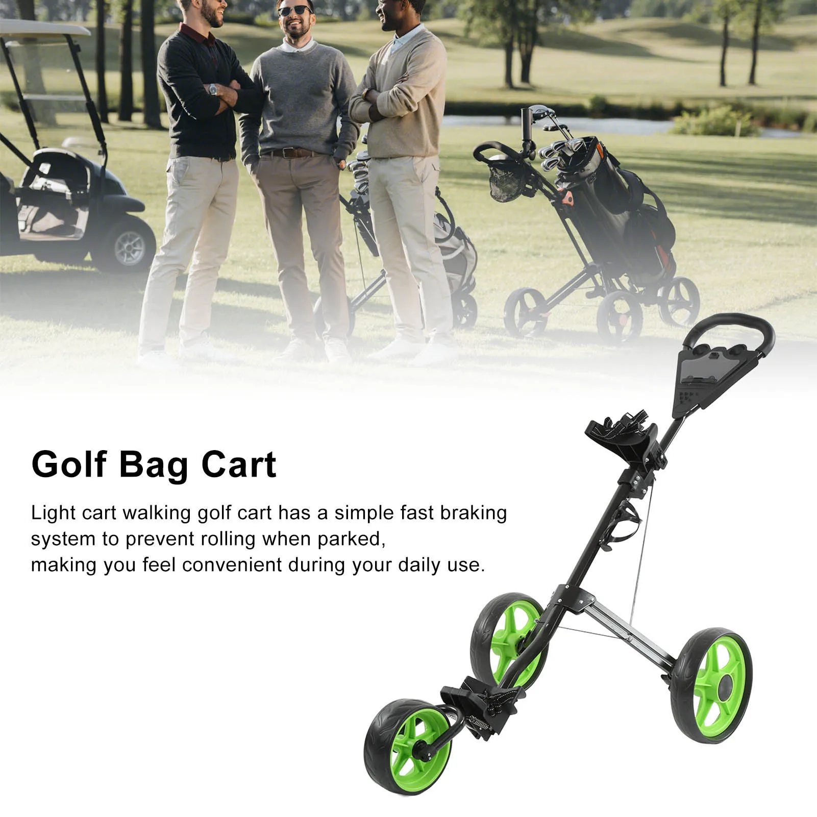 Accessory Push Cart Push Cart Bag Cart 3 Wheeled Folding Cart with ...