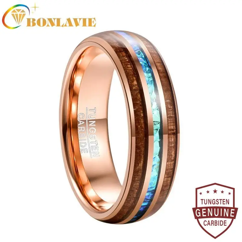 BONLAVIE-Anillo-de-carburo-de-tungsteno-de-madera-para-Hombre-Anillo-de ...