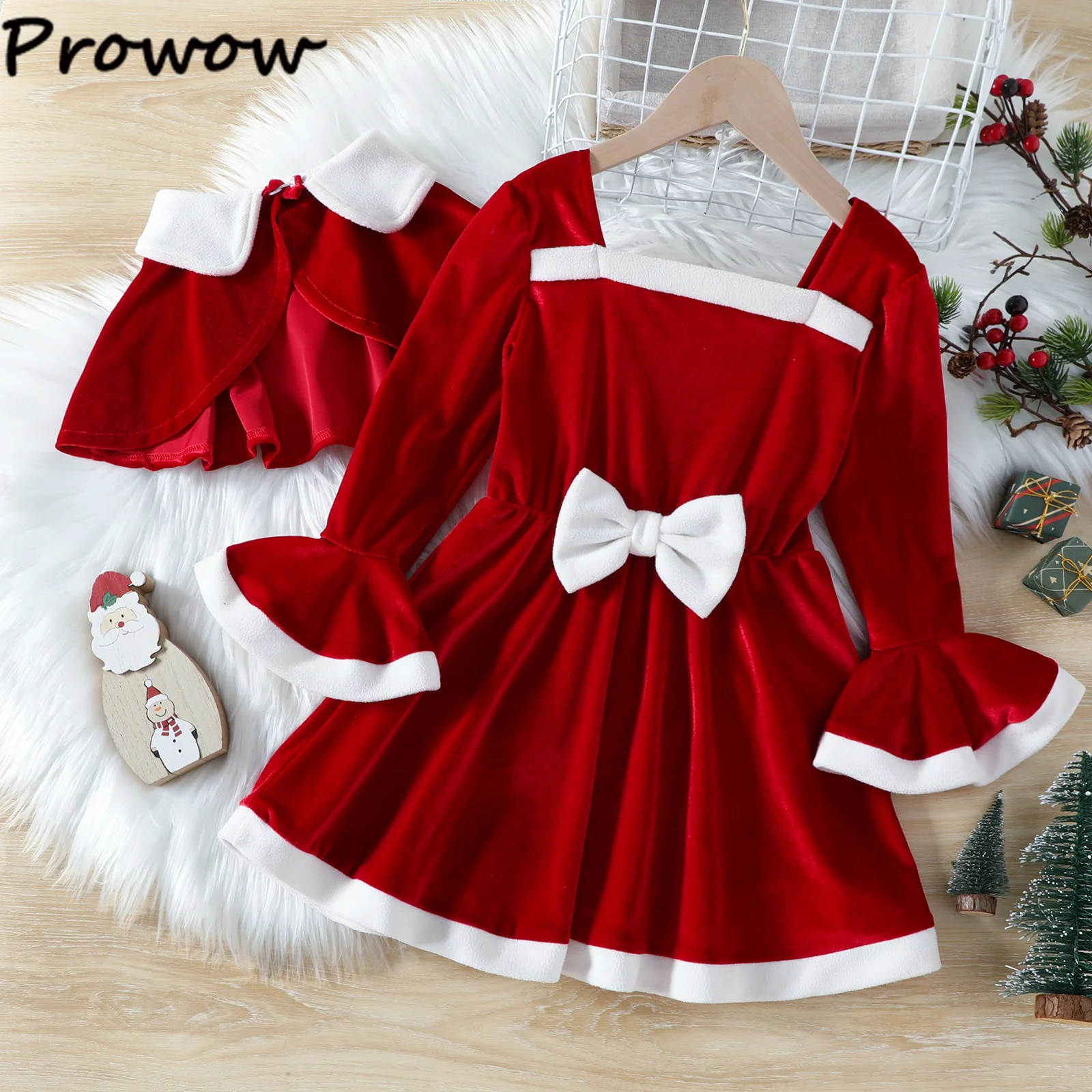 Prowow-1-6Y-Children-Girls-Christmas-Outfits-Red-Cloak-Flared-Sleeve ...