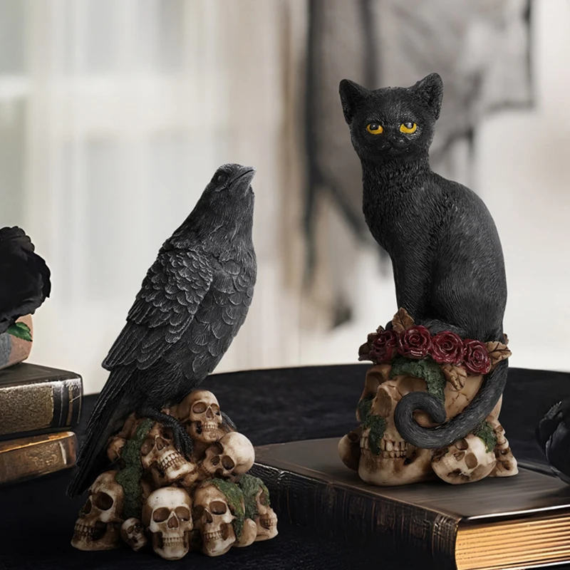 Mysterious Skeletons Decorative Figurines Animals Cats And Crows ...