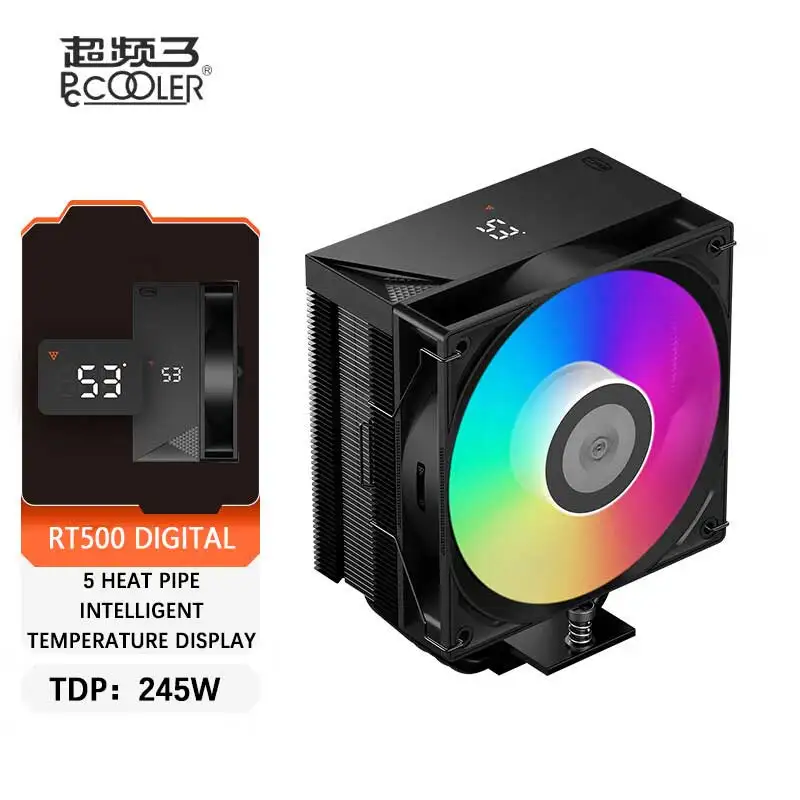 PCCOOLER-RT500-Digital-CPU-Air-Cooler-5-Heat-Pipes-Temperature-Display ...