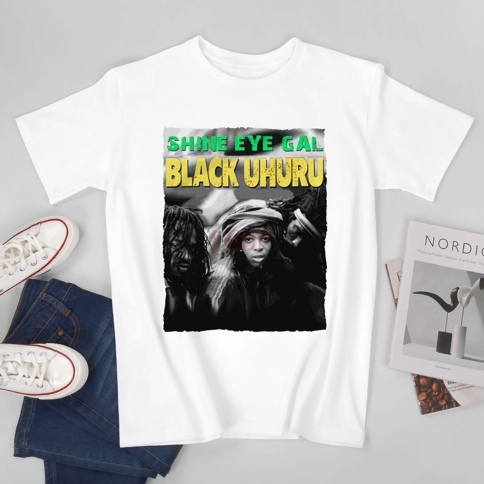 T Shirt Black Uhuru Sponji Reggae Black Eyed Peas Rasta Rastafari Shiny ...