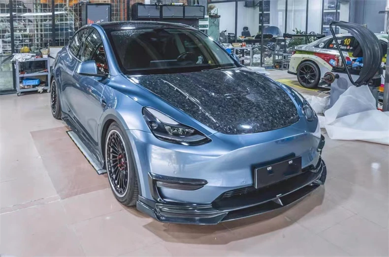 For Tesla Model Y 2020 2021 2022 Real Carbon Fiber & FORGE Carbon Front ...