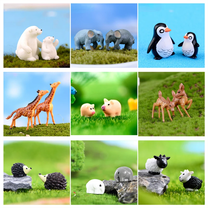 2PCS-Animals-Miniatures-Figurines-Elephant-Polar-Bear-Hedgehog-Goat ...