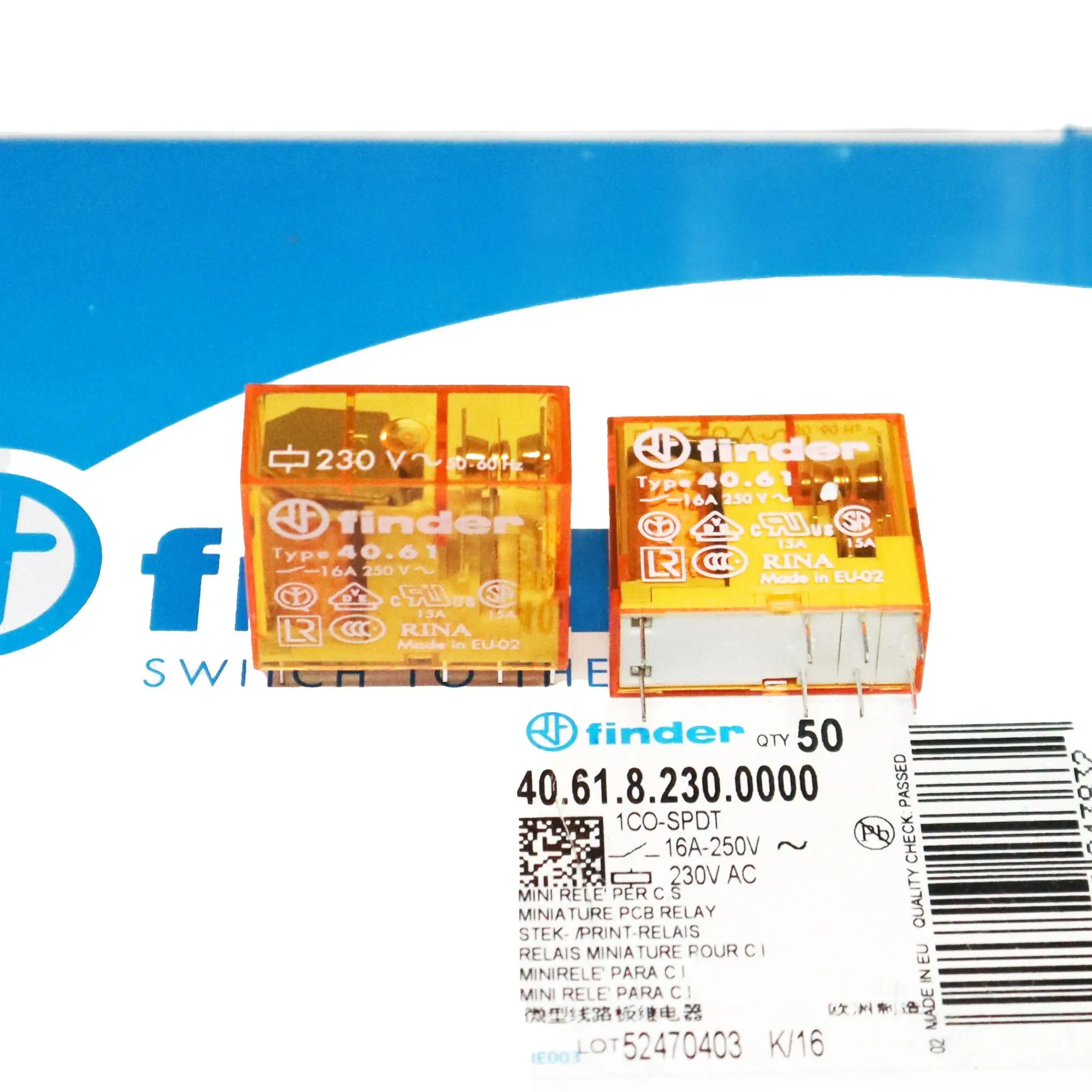 100% new finder 40.61.8.230.0000 Type 40.61 230VAC 8 foot 16A 1-on and ...