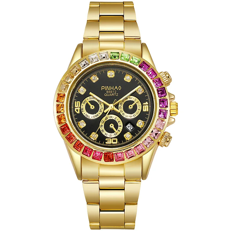 Luxury-Famous-Brand-Watch-For-Men-Gold-Stainless-Steel-Colored-Diamond ...