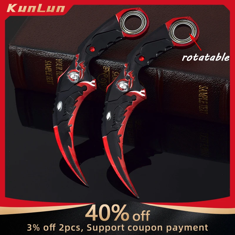 17CM-Karambit-Game-Life-and-Death-Peripheral-Dark-Moon-Twin-Spikes ...