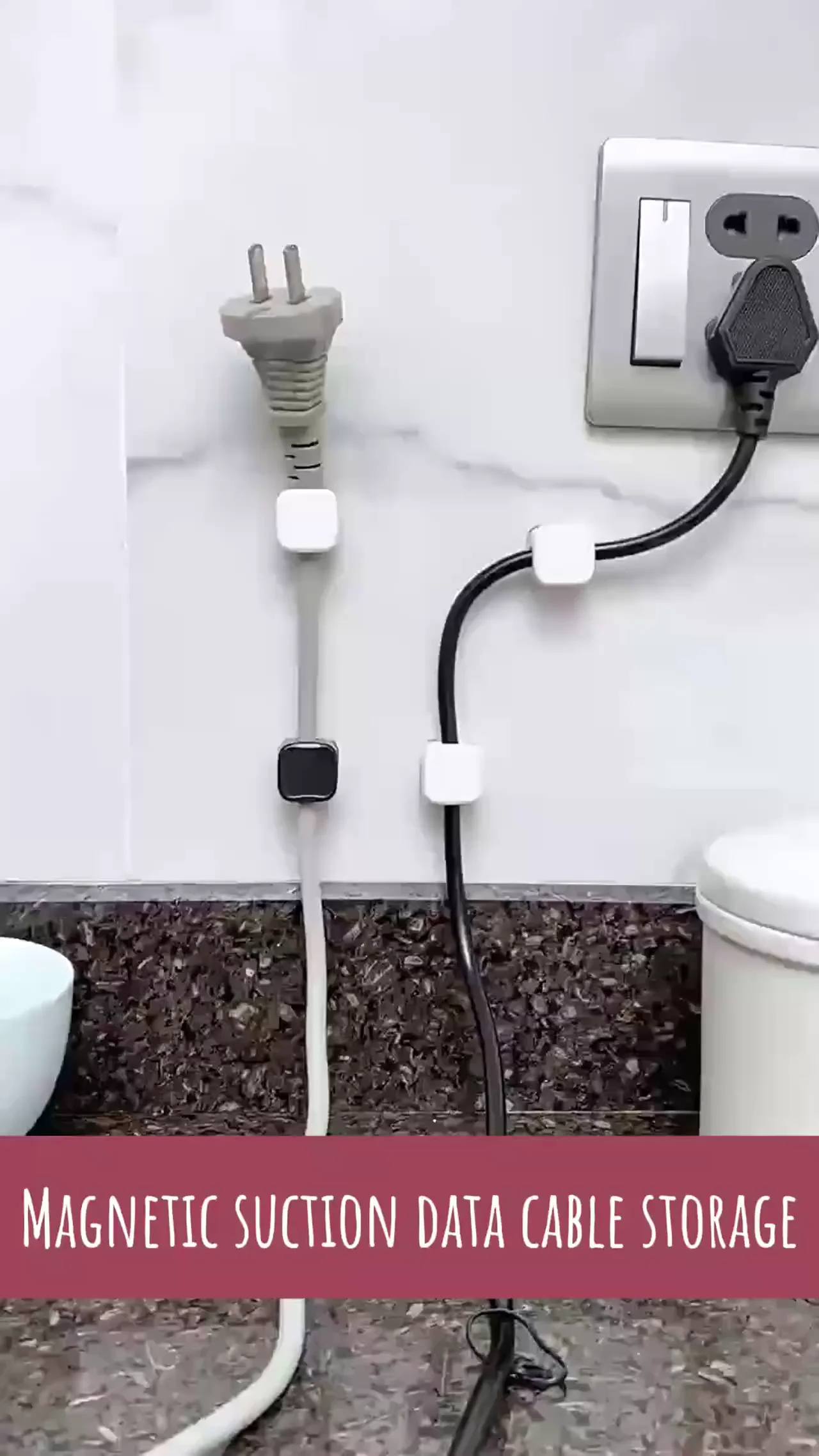 6Pcs Black White Magnetic Data Cable Management Clips Power Cord ...