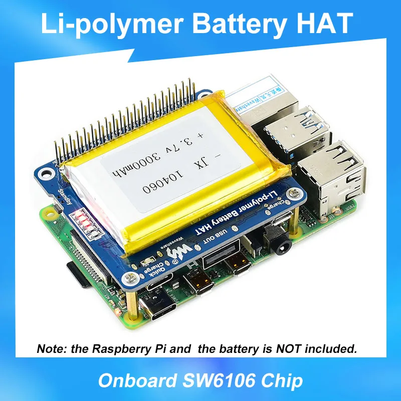 Raspberry-Pi-4-Li-polymer-Battery-HAT-SW6106-Power-Bank-Solution-with ...