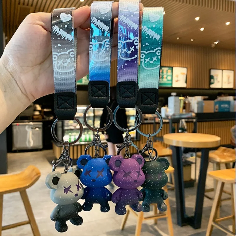 Resin-Attractive-Starry-Cute-Bear-Keychain-With-Strap-Bear-Car-Key ...