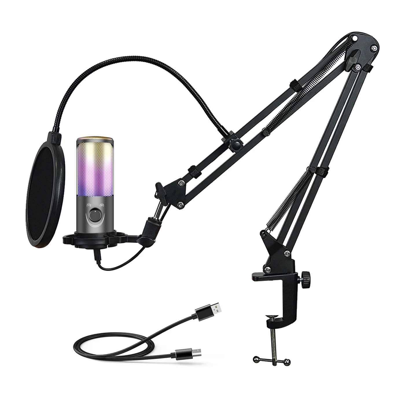 RGB-Recording-Microphone-With-Articulated-Arm-USB-Condenser-Mic-with ...