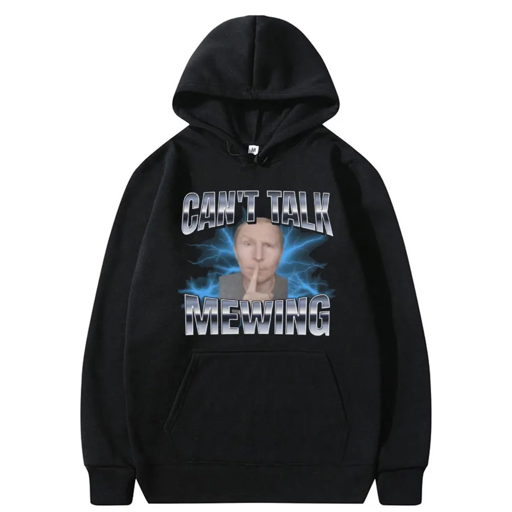 Can-t-Talk-Mewing-Funny-Meme-Hoodie-Men-Women-Vintage-Casual-Oversized ...