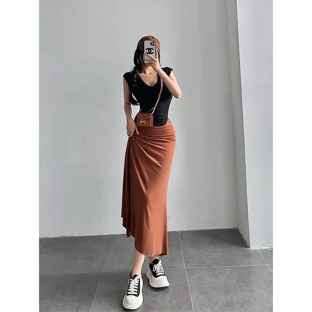 TVVOVVIN Pure Sexy High Waist Slim Pleated Buttocks Irregular Fishtail Skirt Hot Sexy Korean ...