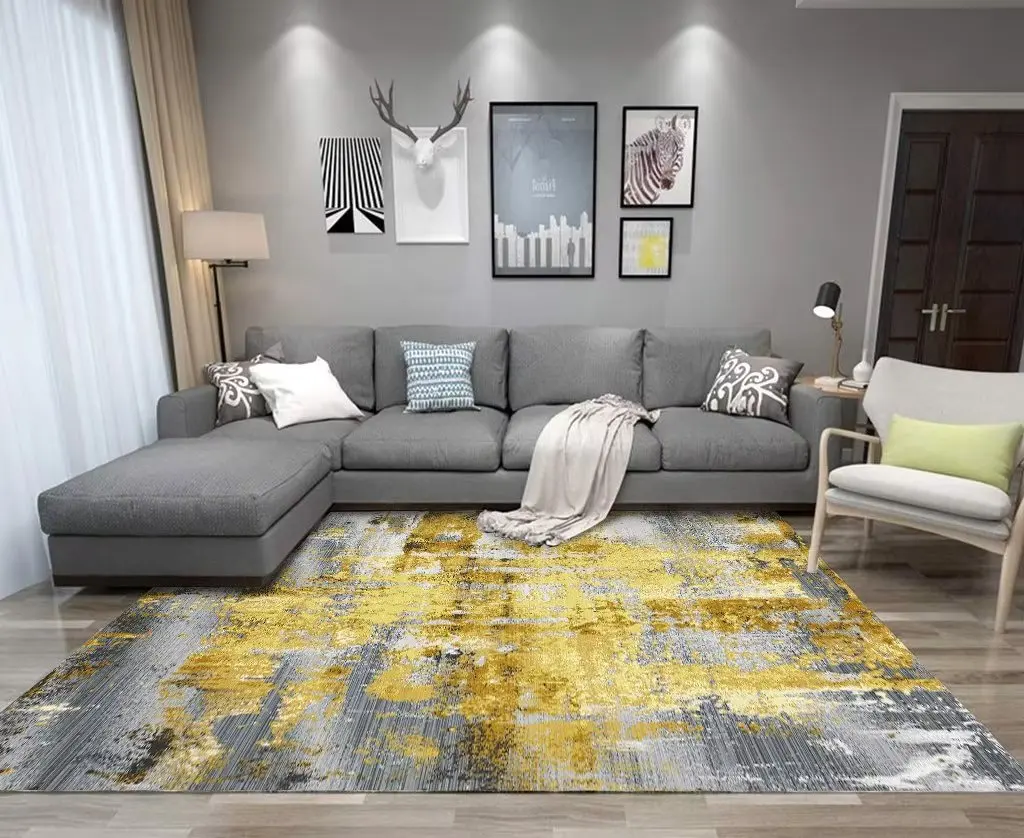 Living-Room-Decor-Carpet-Abstract-Grey-Tea-Table-Floor-Carpets-Home ...