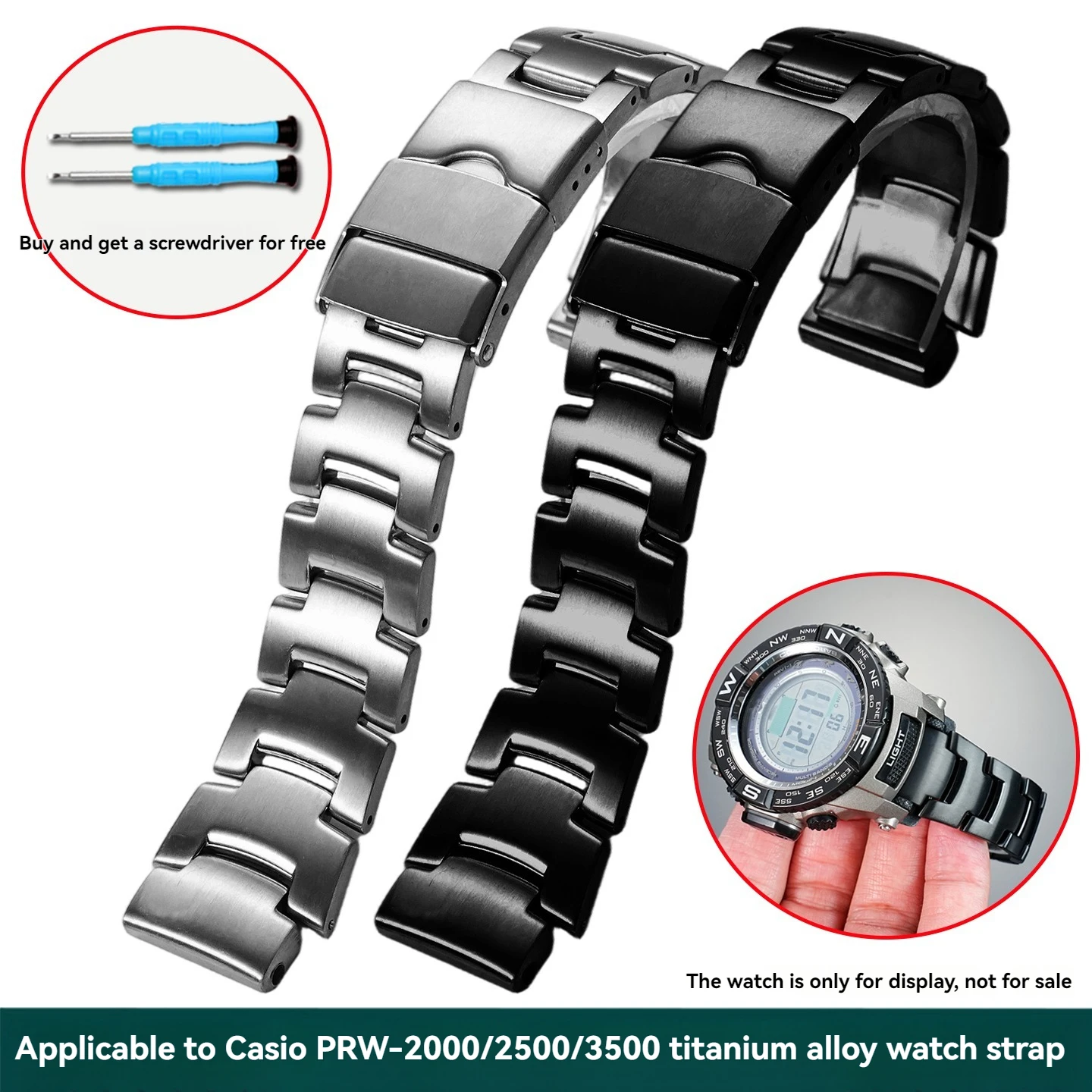 PRG-260/prg-550 Titanium metal watch strap For Casio PROTREK PRW-2000 ...
