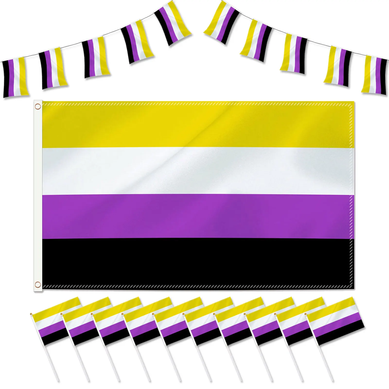Nonbinary Pride Flag Non Binary Pride Flag Vivid Color And Fade Proof ...