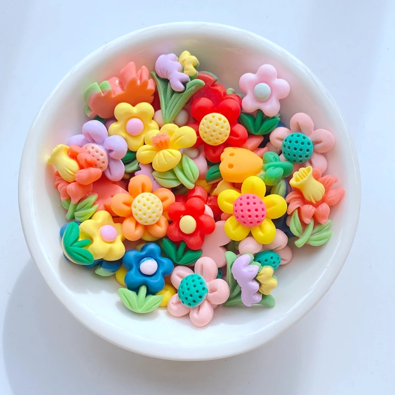 30Pcs-New-Cute-Mini-13-18mm-Mixed-Flowers-Flat-Back-Resin-Scrapbooking ...