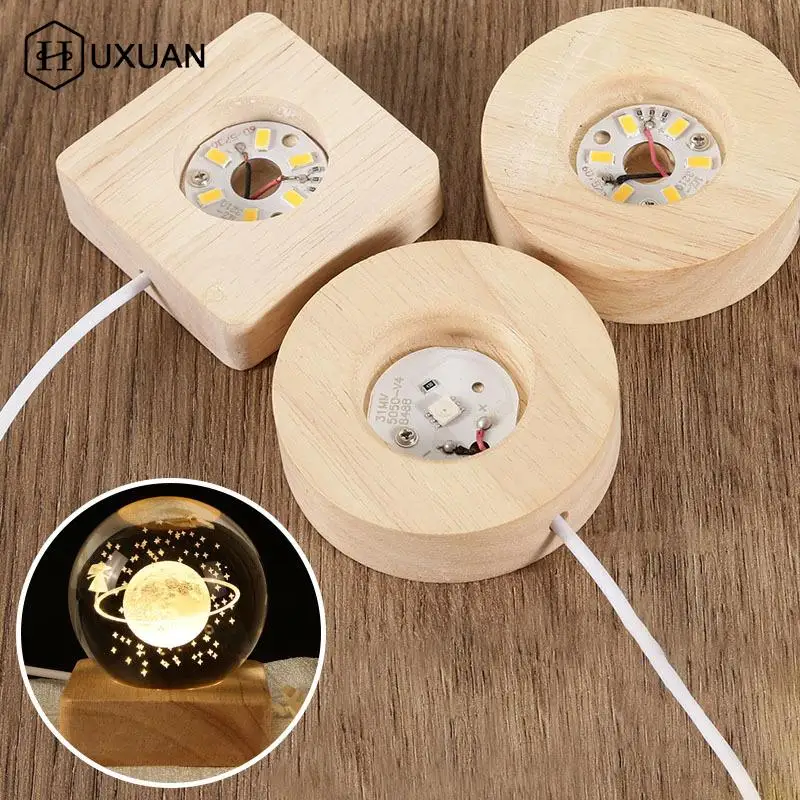 Base-de-luz-de-madera-recargable-con-Control-remoto-luz-LED-giratoria ...