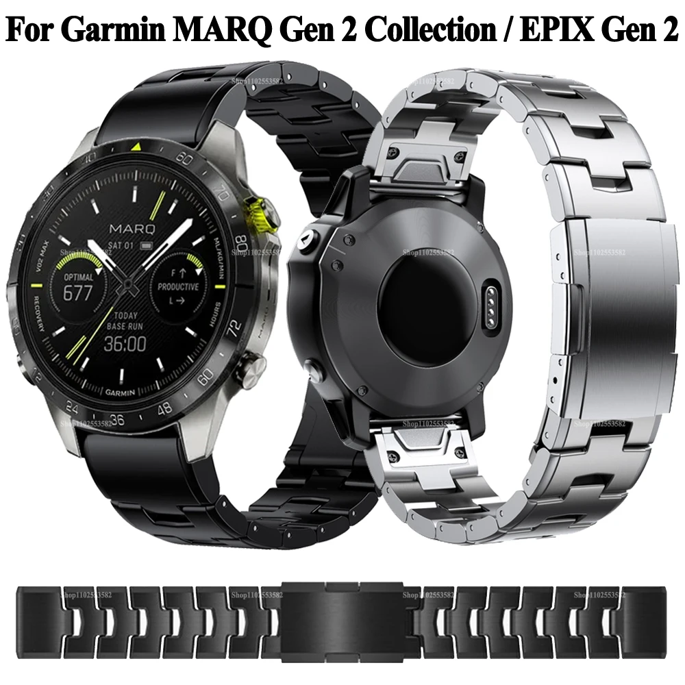 Quickfit 22/26mm Titanium Alloy Straps Bands For Garmin MARQ Athlete ...