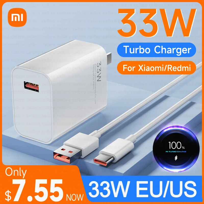 33w-Fast-Turbo-Phone-Charger-For-Xiaomi-Pad-5-Redmi-Note-10-EU-QC3-0 ...