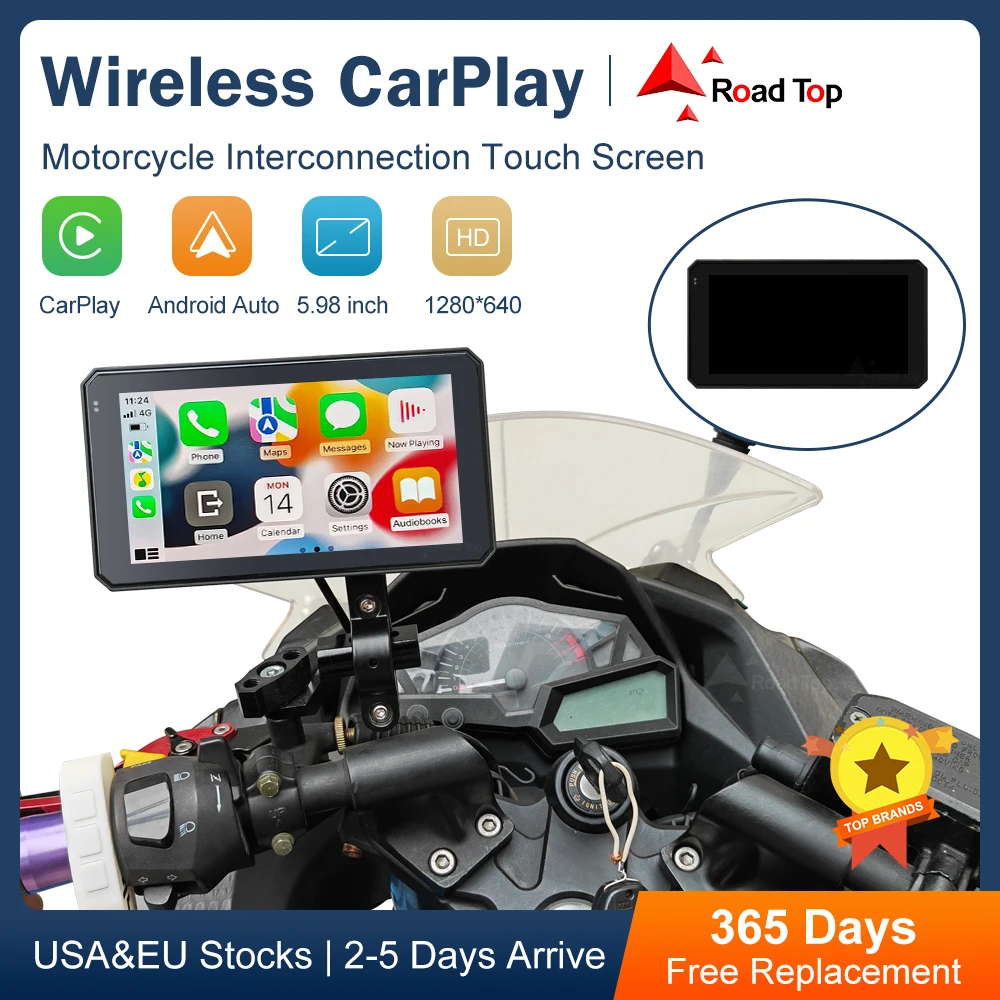 ROAD-TOP-Touch-Screen-for-Motorcycle-5-98-Waterproof-With-Carplay ...