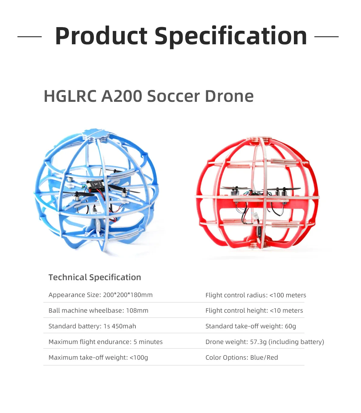 HGLRC A200 Soccer Ball Drone - DIY Soccer Drone For RC FPV Quadcopter ...